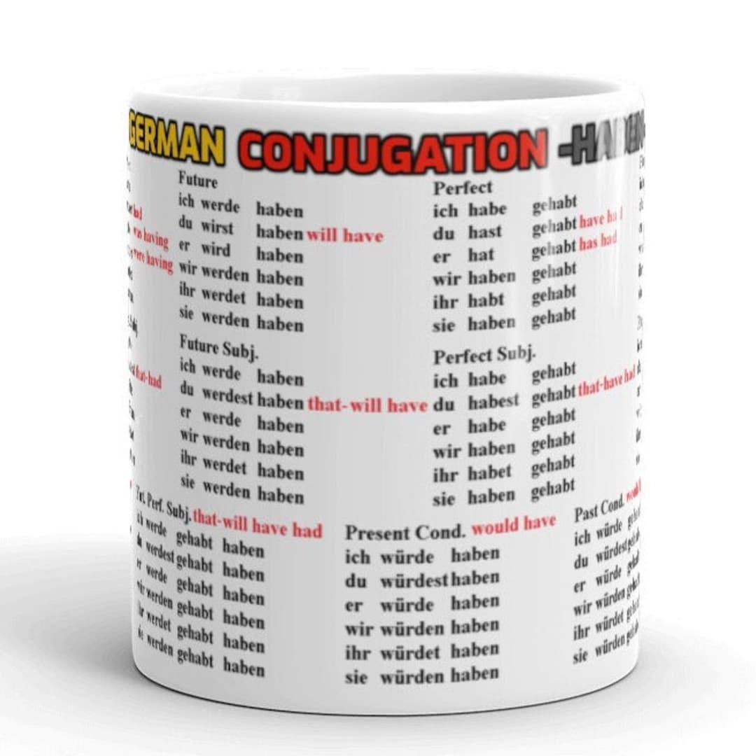 German Haben Conjugation Mug - Etsy