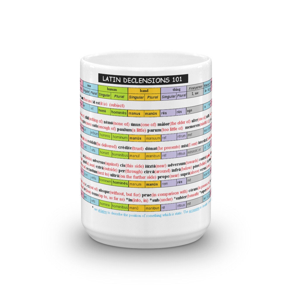 Latin Declensions and Cases Grammar Mug - Etsy