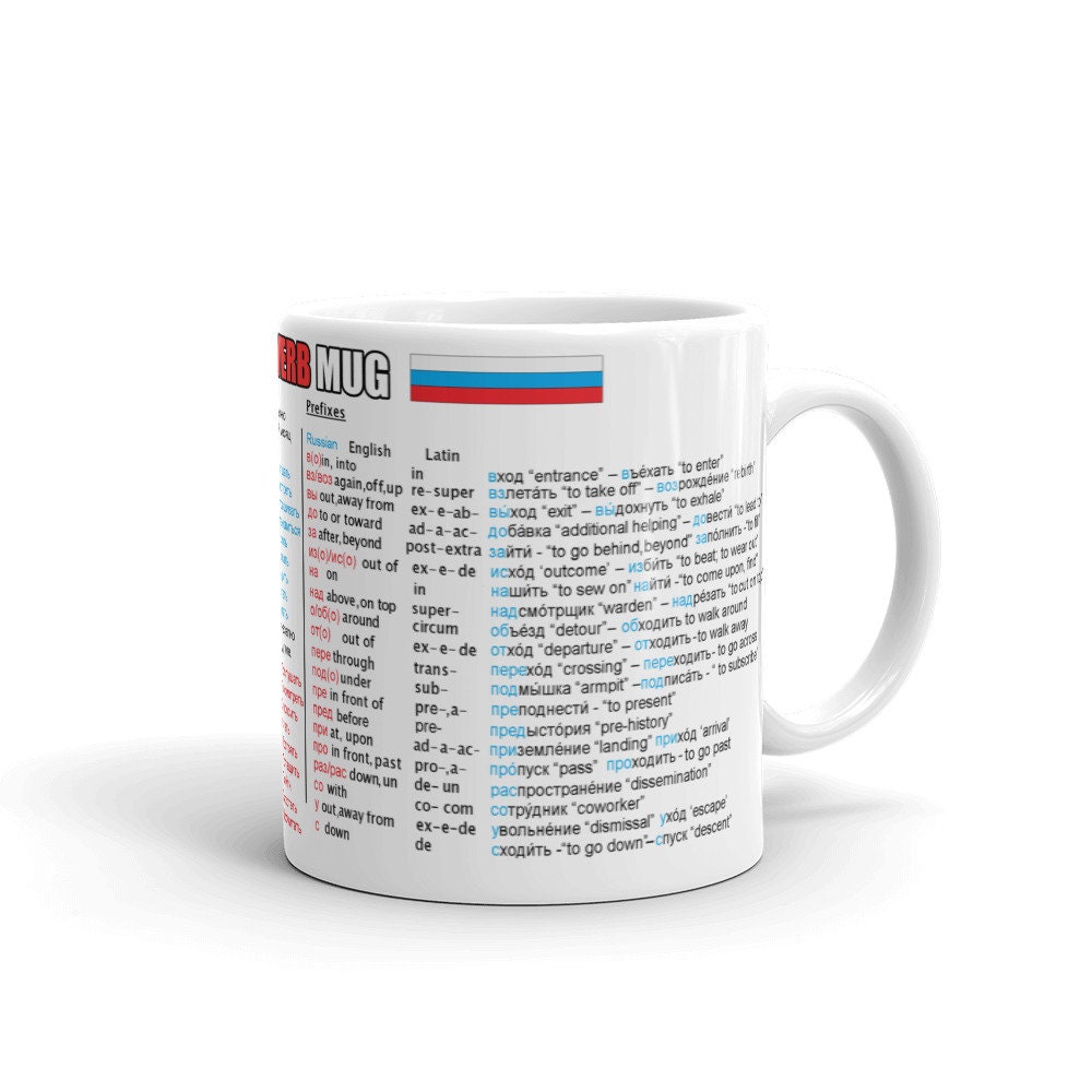 Russian Verb Mug With Prefixes, Imperfect Vs Perfect - Etsy