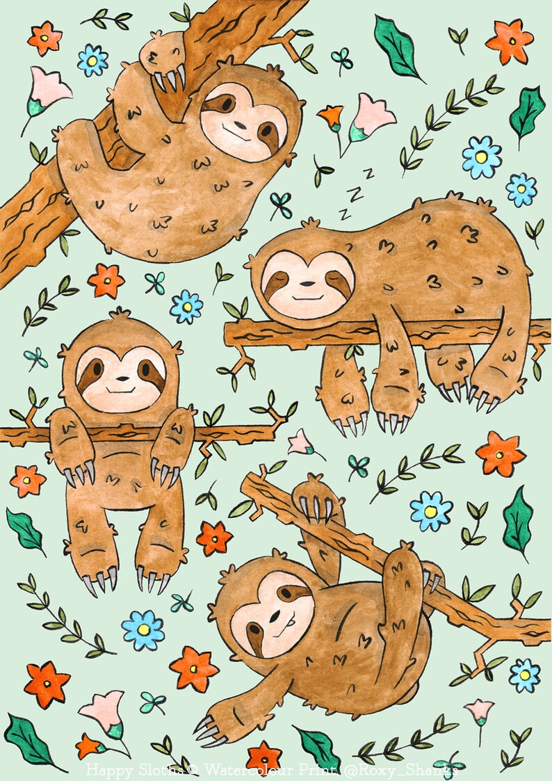 A6 Geeky Cute Prints ALL PRINTS Llama Sloth Plants Pokemon - Etsy