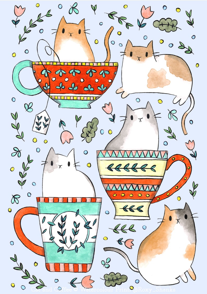 Cats and Coffee Stickers and A6 Cat Print Sticker Pack Cute - Etsy