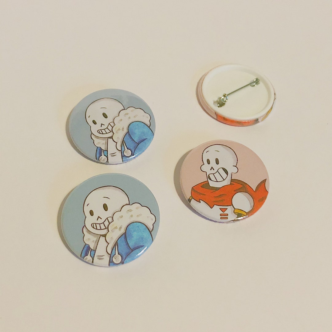 Undertale Badges X2 Badge Geeky Cute Gaming Sans Papyrus Skeletons ...