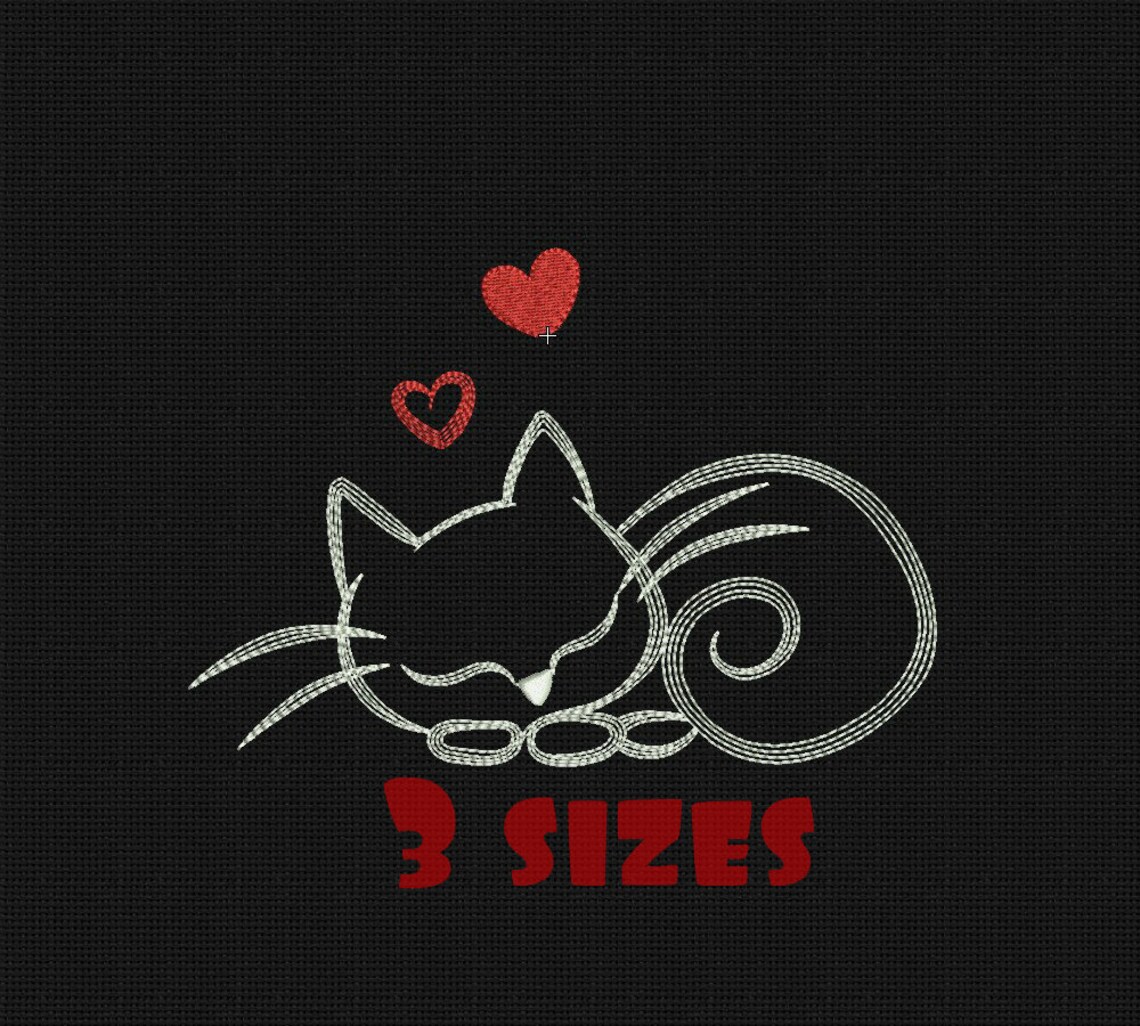 Cat Embroidery Design Machine Embroidery Designs Pet 3 Sizes | Etsy