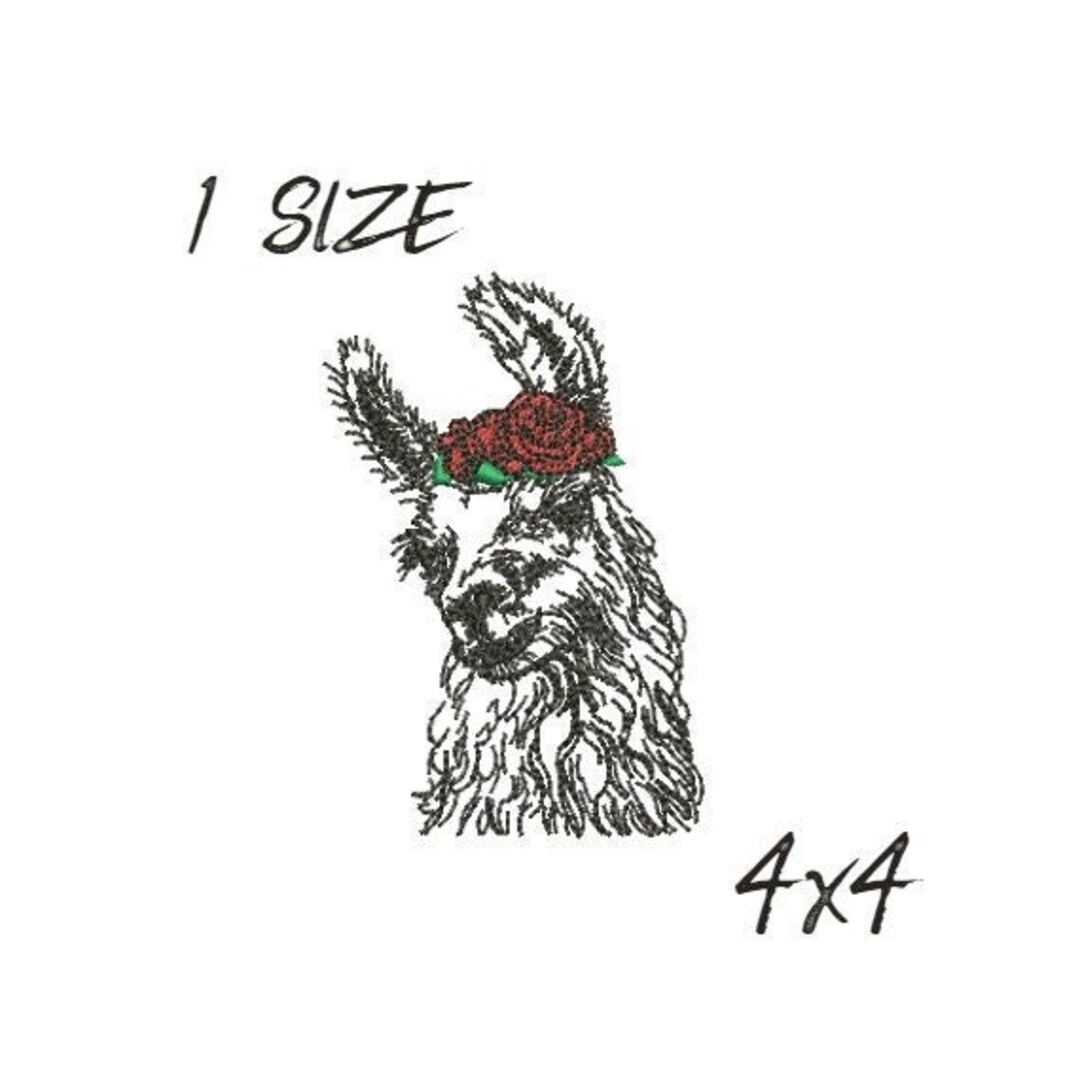 Llama Embroidery Design, Embroidery Designs Rose - Etsy
