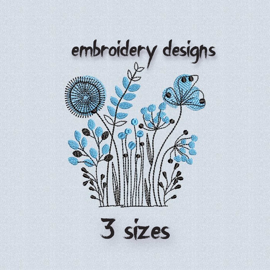 Embroidery Design Flowers, Embroidery Designs Field Grass - Etsy