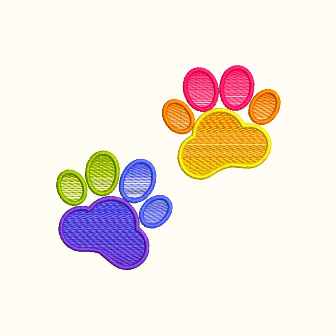 Paw Print Embroidery Design Rainbow Embroidery Designs Dog Puppy - Etsy