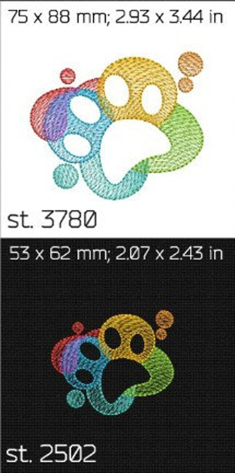 Paw Print Embroidery Design, Rainbow Embroidery Designs - Etsy