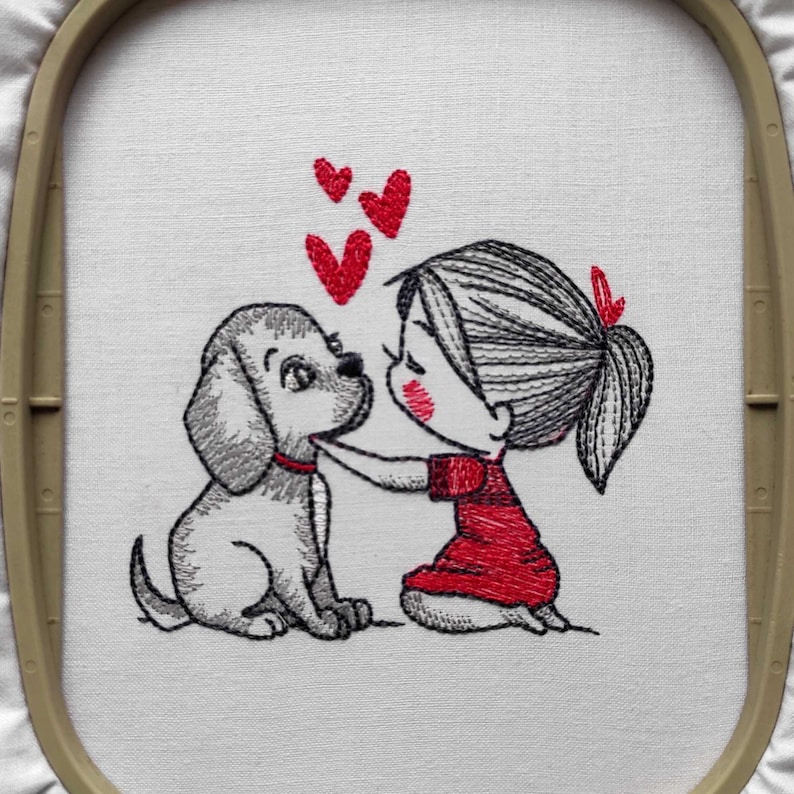 Girl Embroidery Design Dog Embroidery Designs - Etsy