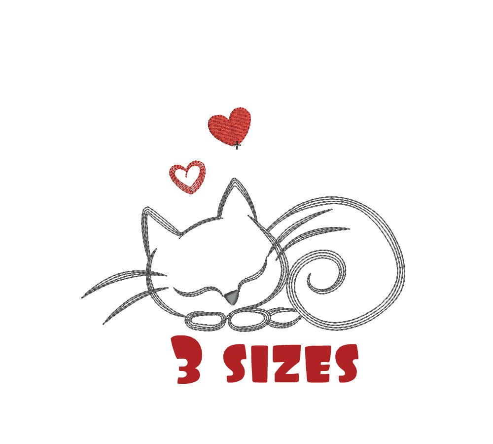 Cat Embroidery Design Machine Embroidery Designs Pet 3 Sizes | Etsy
