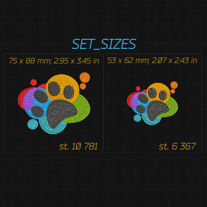 Paw Print Embroidery Design Rainbow Embroidery Designs - Etsy