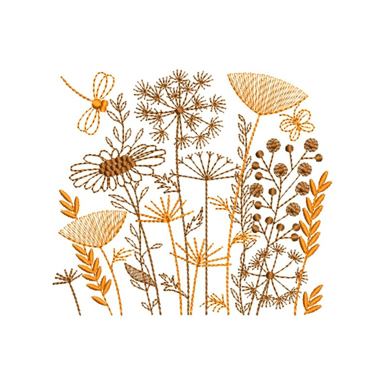 Flowers Embroidery Design Designs Grass Field | Etsy