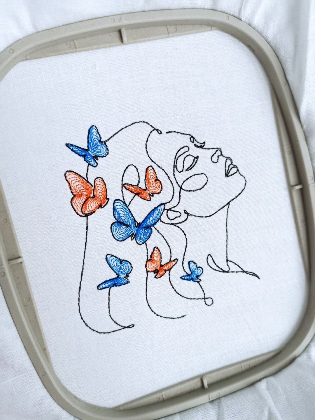 Woman Embroidery Designs, Face Embroidery Design Butterfly - Etsy