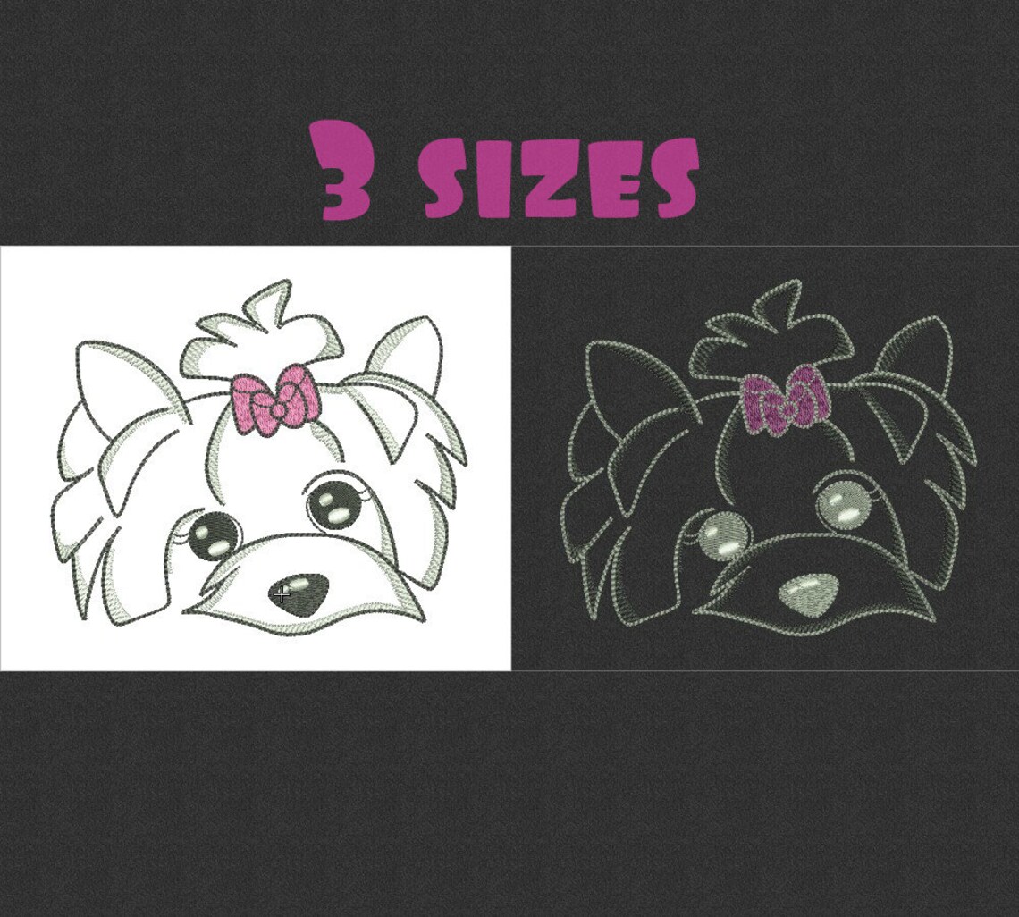 Yorkie Embroidery Design Dog Embroidery Designs Terrier | Etsy
