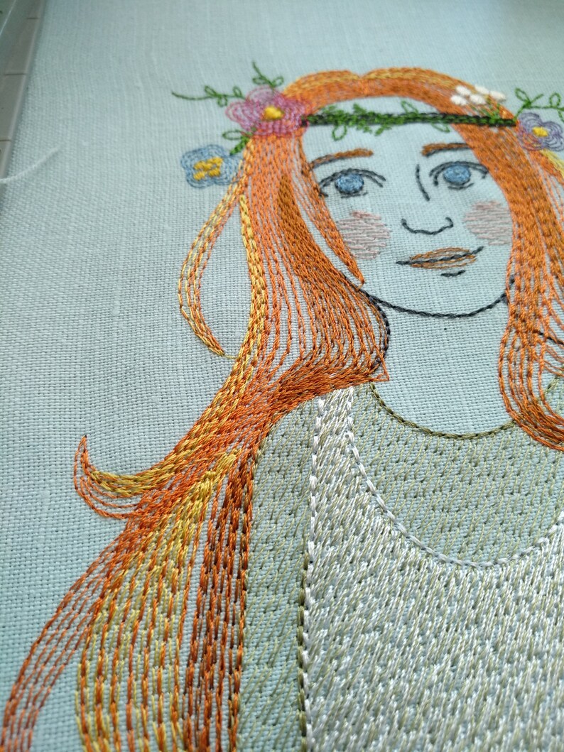 Girl Embroidery Design Woman Embroidery Designs | Etsy