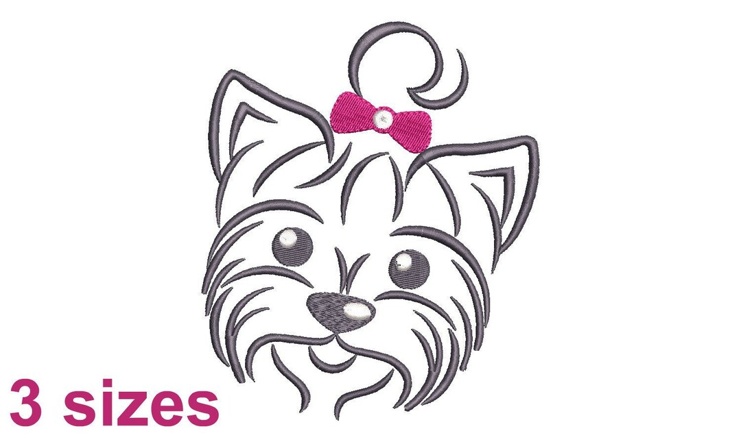 Yorkie Embroidery Design Dog Embroidery Designs - Etsy