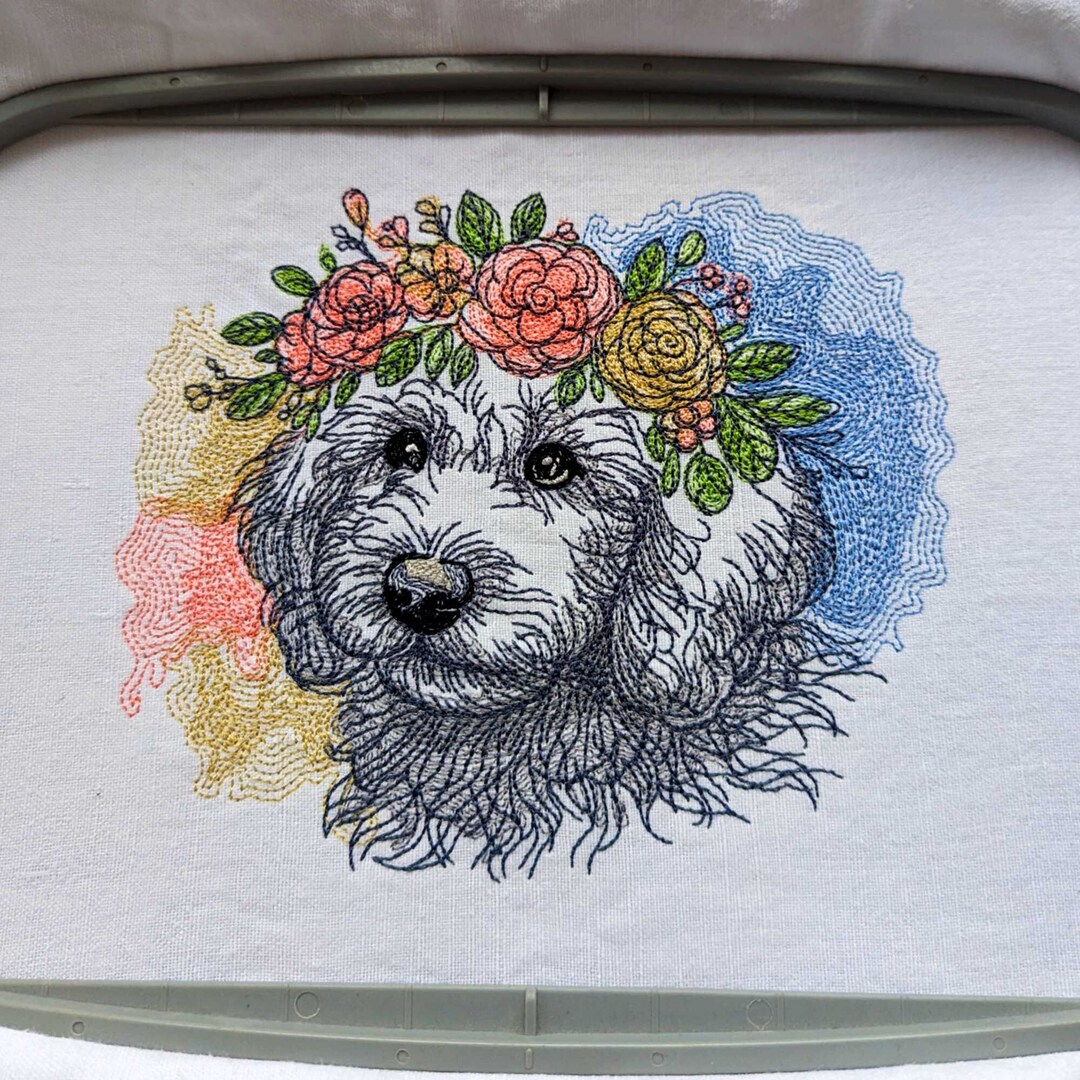 Goldendoodle Embroidery Design, Flowers Embroidery Designs Dog - Etsy