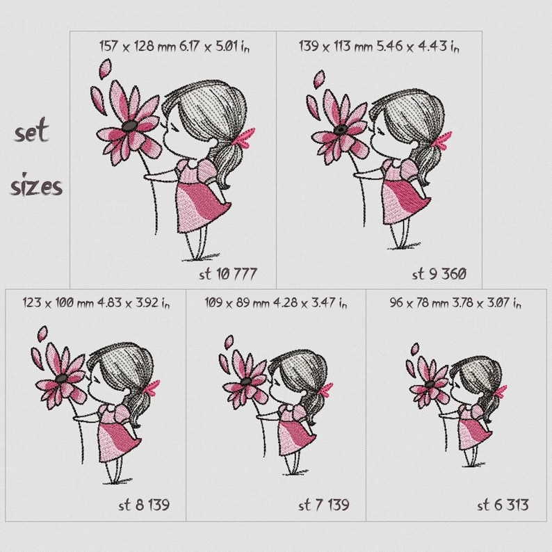 Girl Embroidery Design Flowers Embroidery Designs - Etsy