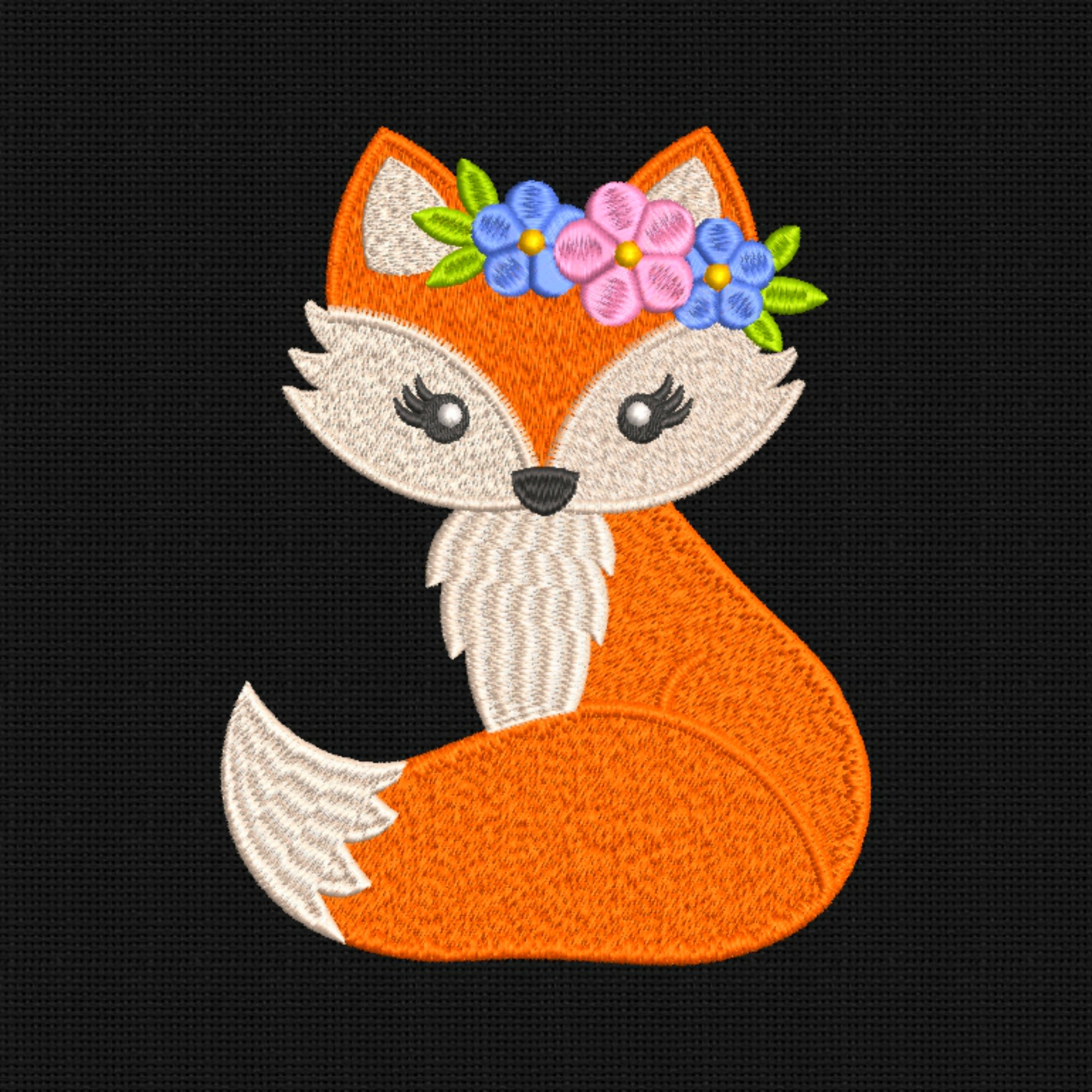 Fox Girl Embroidery Design, Flowers Embroidery Designs - Etsy