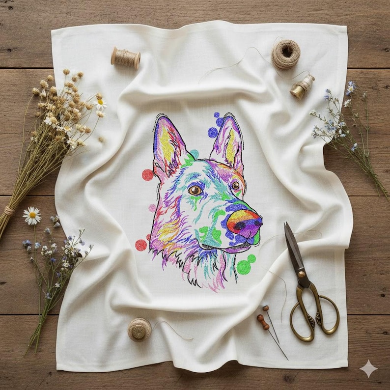 Shepherd Embroidery Design, Embroidery Designs Dog - Etsy