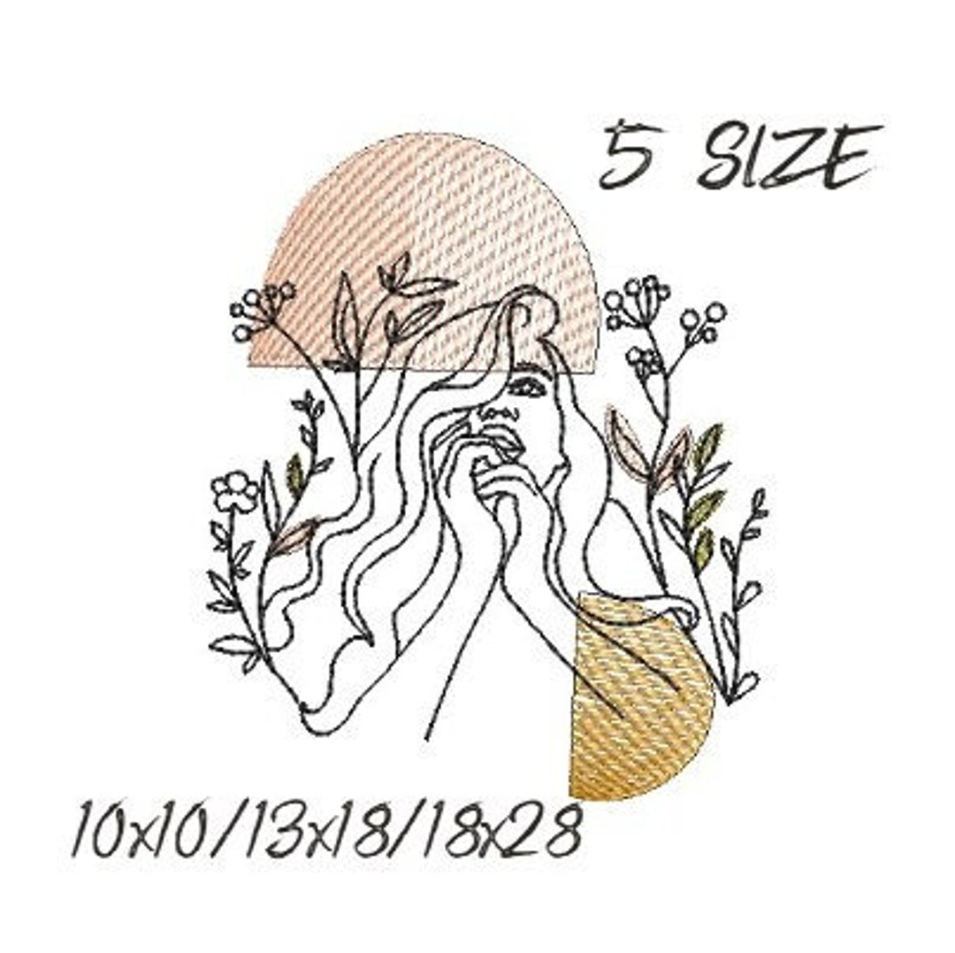 Woman Embroidery Designs, Face Embroidery Design Flowers - Etsy