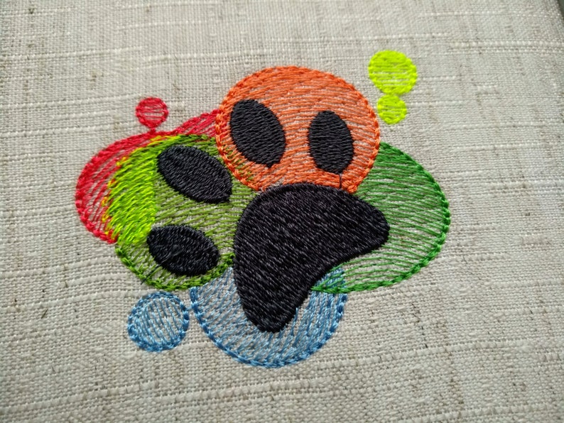 Paw Print Embroidery Design Rainbow Embroidery Designs | Etsy