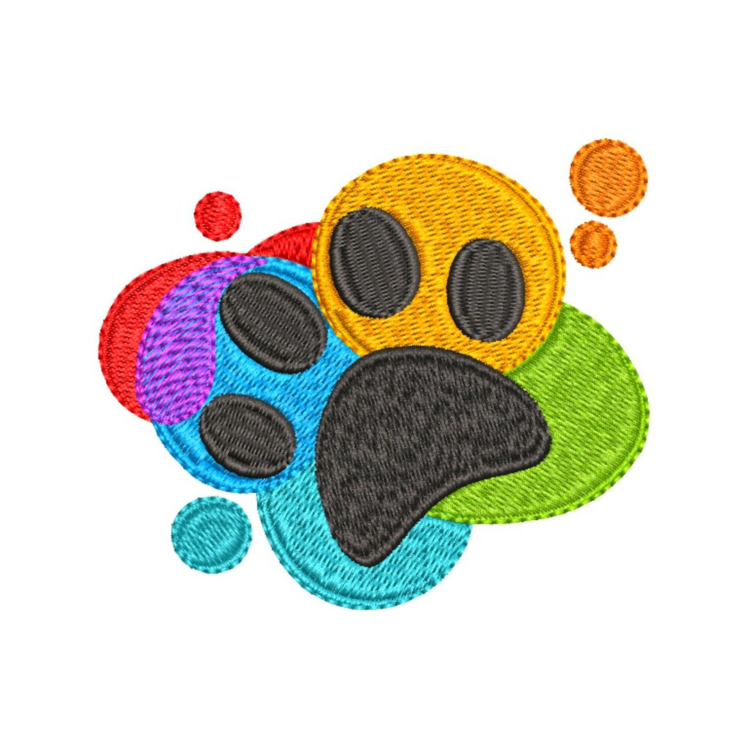Paw Print Embroidery Design, Rainbow Embroidery Designs Dogs - Etsy
