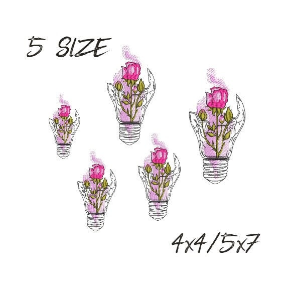 Rose Embroidery Design, Lamp Embroidery Designs - Etsy