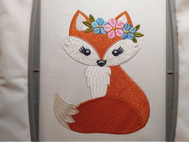 Fox Girl Embroidery Design, Flowers Embroidery Designs - Etsy