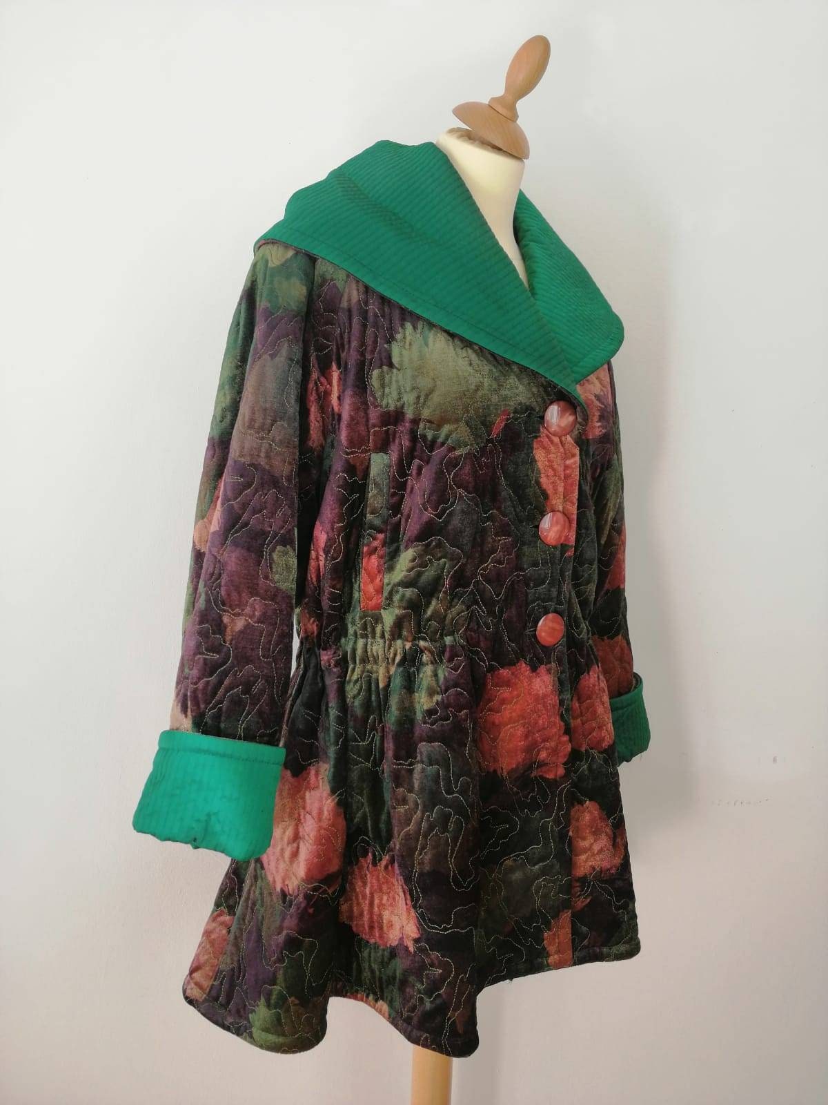 80s Coat, Vintage Hippie Coat, Velvet Parka, Embroidered Coat, Floral ...