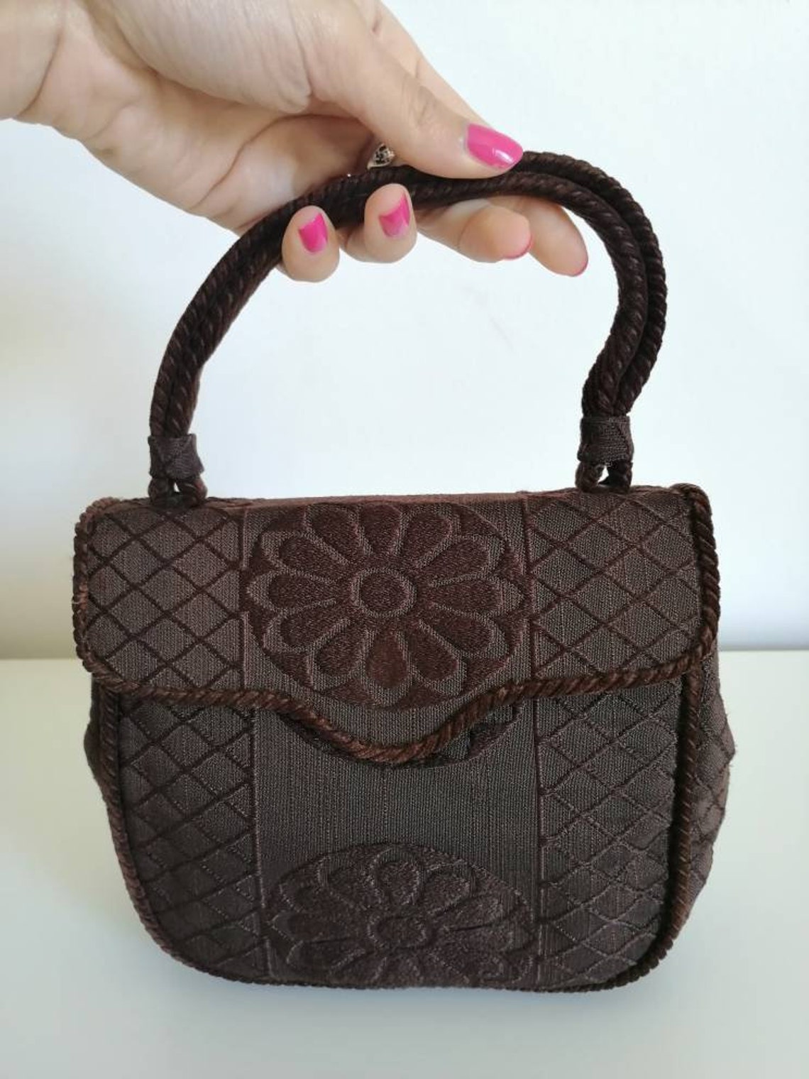 40s Vintage bag 40s brown purse authentic 40s embroidered | Etsy