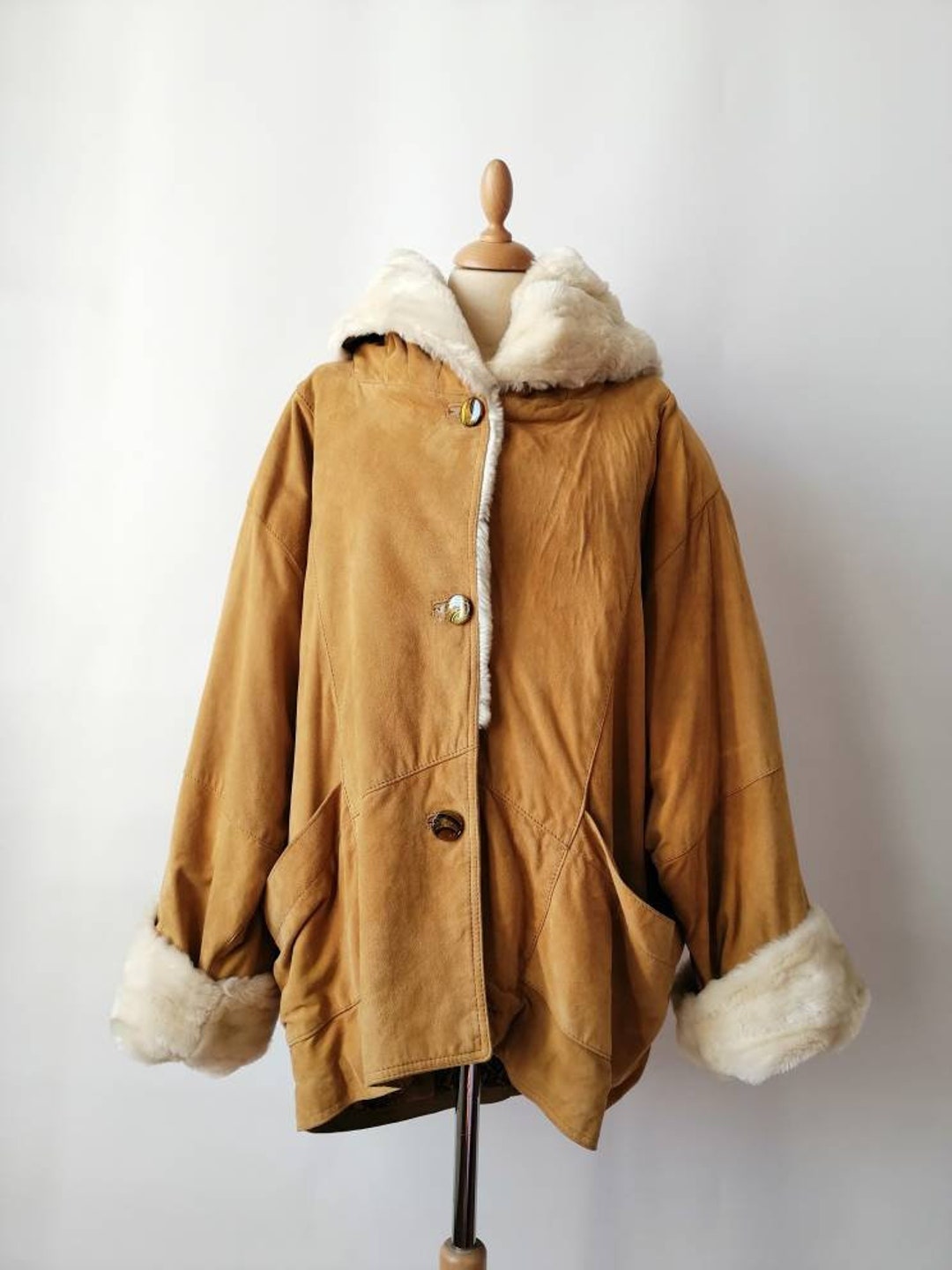 Shearling Coat, Vintage Sheep Skin Coat, Faux Fur Coat, Winter Coat ...