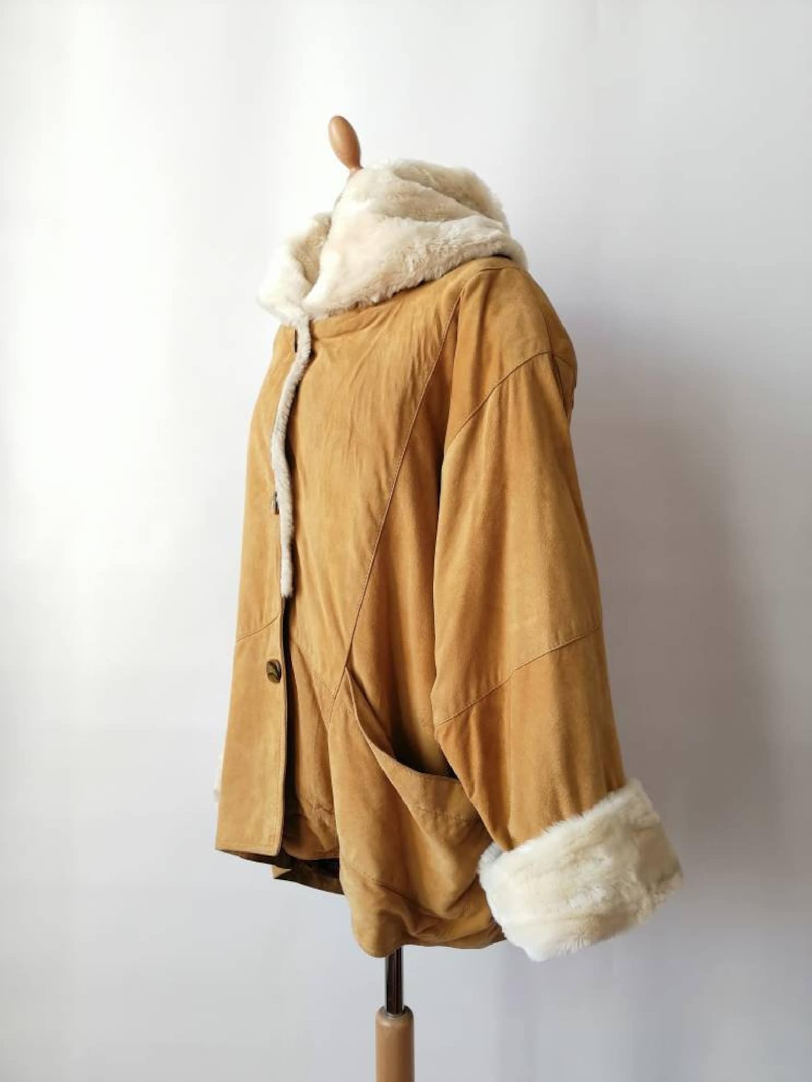 Shearling Coat, Vintage Sheep Skin Coat, Faux Fur Coat, Winter Coat ...
