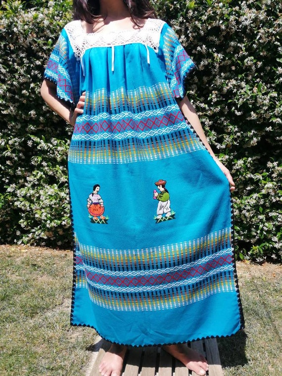 Mexican Fiesta dress, hand embroidered dress, vintage… - Gem