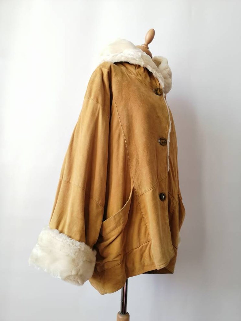 Shearling Coat, Vintage Sheep Skin Coat, Faux Fur Coat, Winter Coat ...