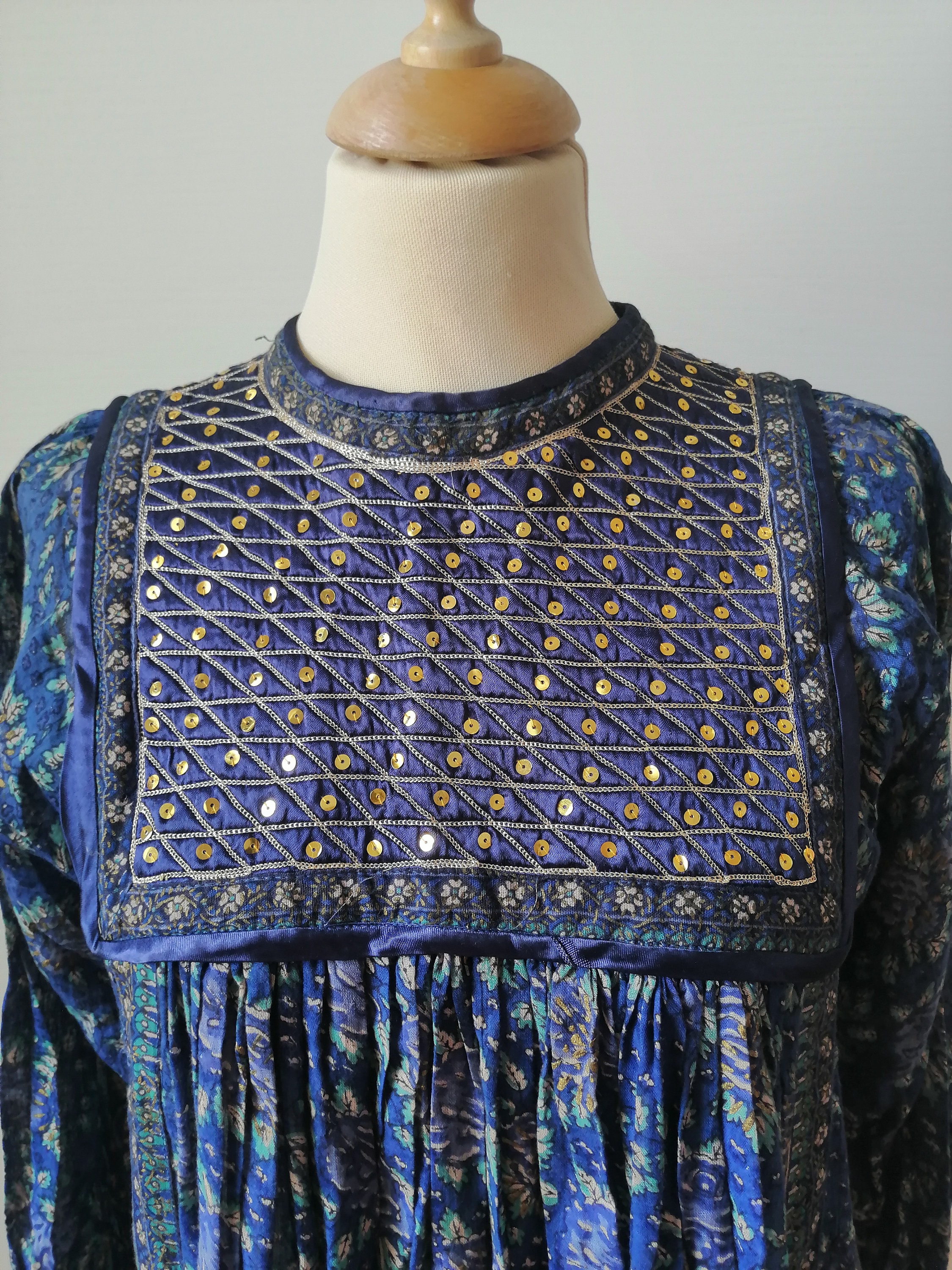 Indian Cotton Gauze Dress 70s Indian Dress Cotton Gauze - Etsy