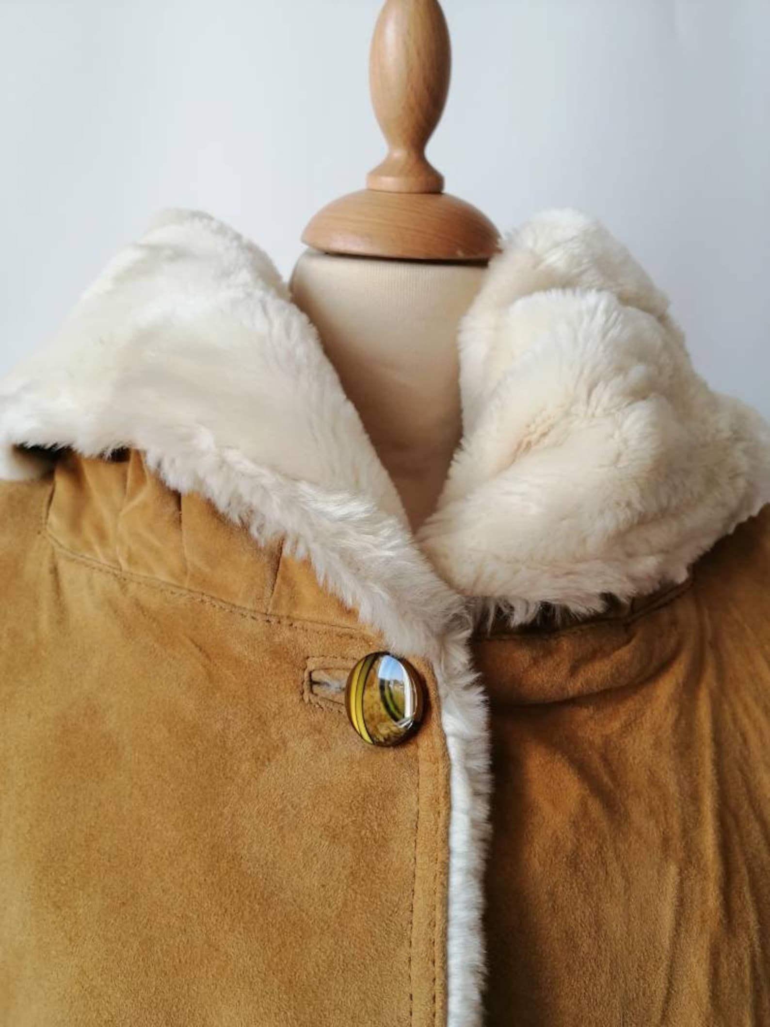 Shearling Coat, Vintage Sheep Skin Coat, Faux Fur Coat, Winter Coat ...