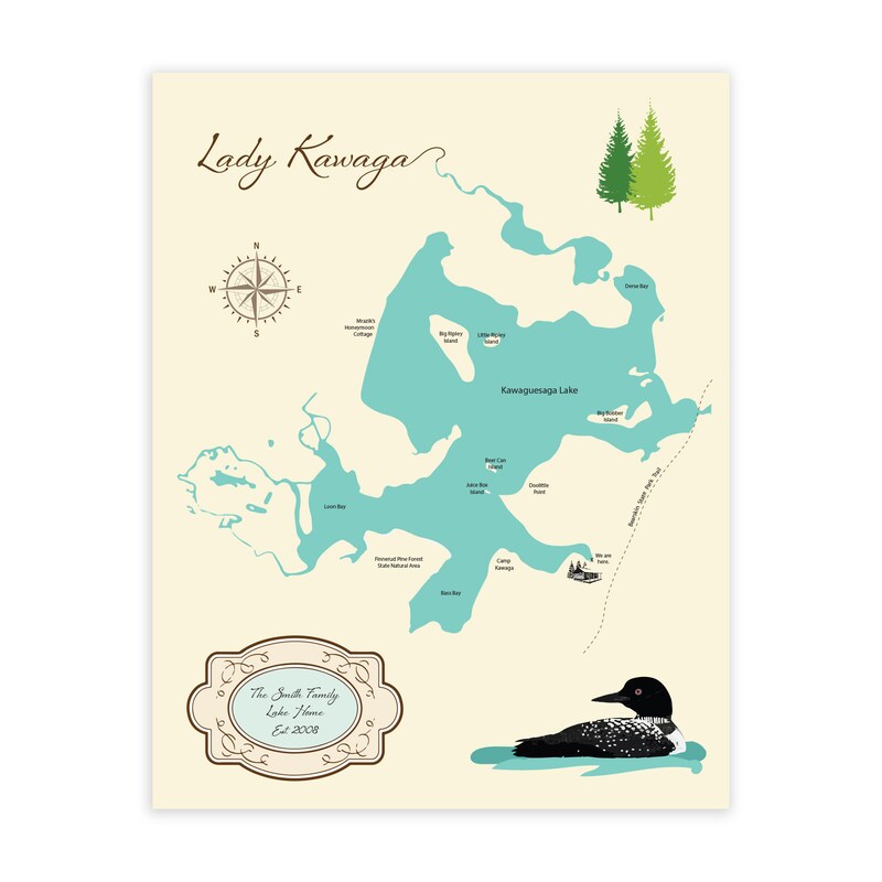 Custom Lake Map - Etsy