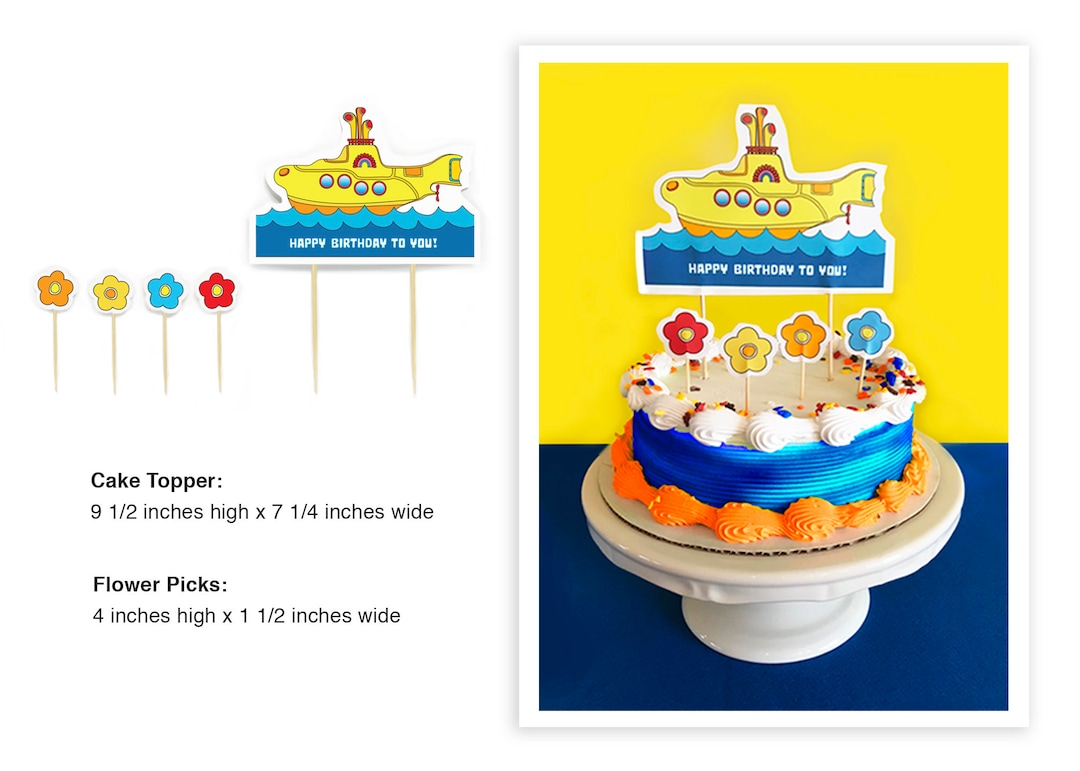 Yellow Submarine Cake Topper, PRINTED PRODUCT, Beatles Yellow Submarine ...