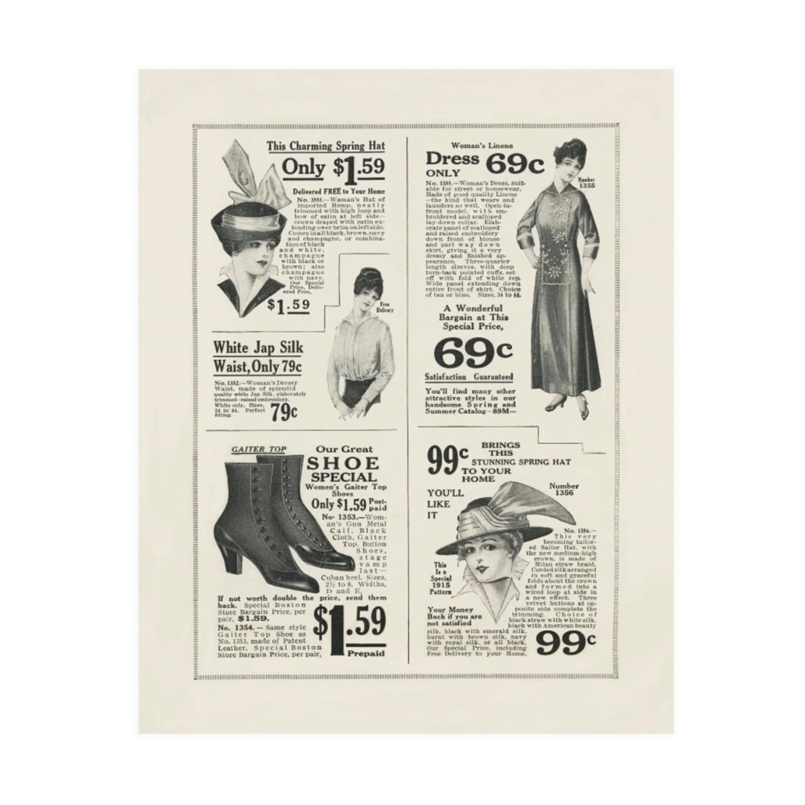Vintage Clothing Ads, 1915 Womens Fashion, Vintage Fashion Prints ...