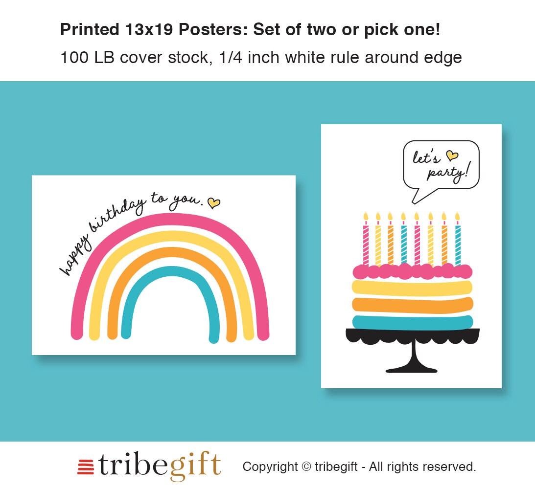 Cartel del arco iris, fiesta de cumpleaños, signo, 13x19, PRODUCTO ...