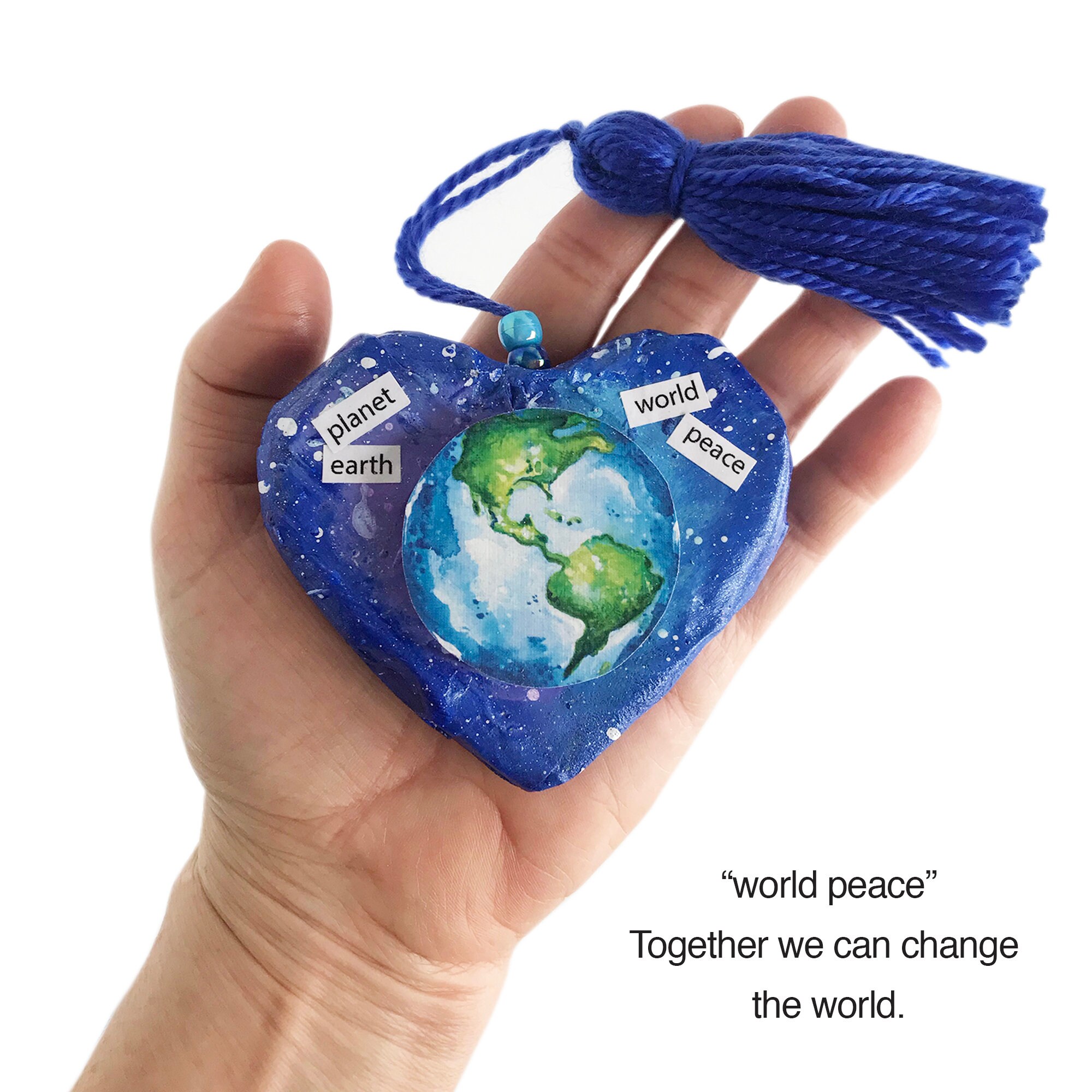 Planet Earth Heart, Heart Sculpture, Peace Offering Gift, Heart Shaped ...