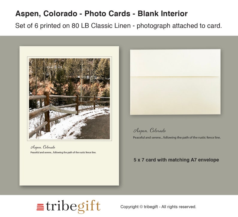 Aspen Photo Note Cards, Set of 6, PRINTED PRODUCT, All Occasion Cards ...