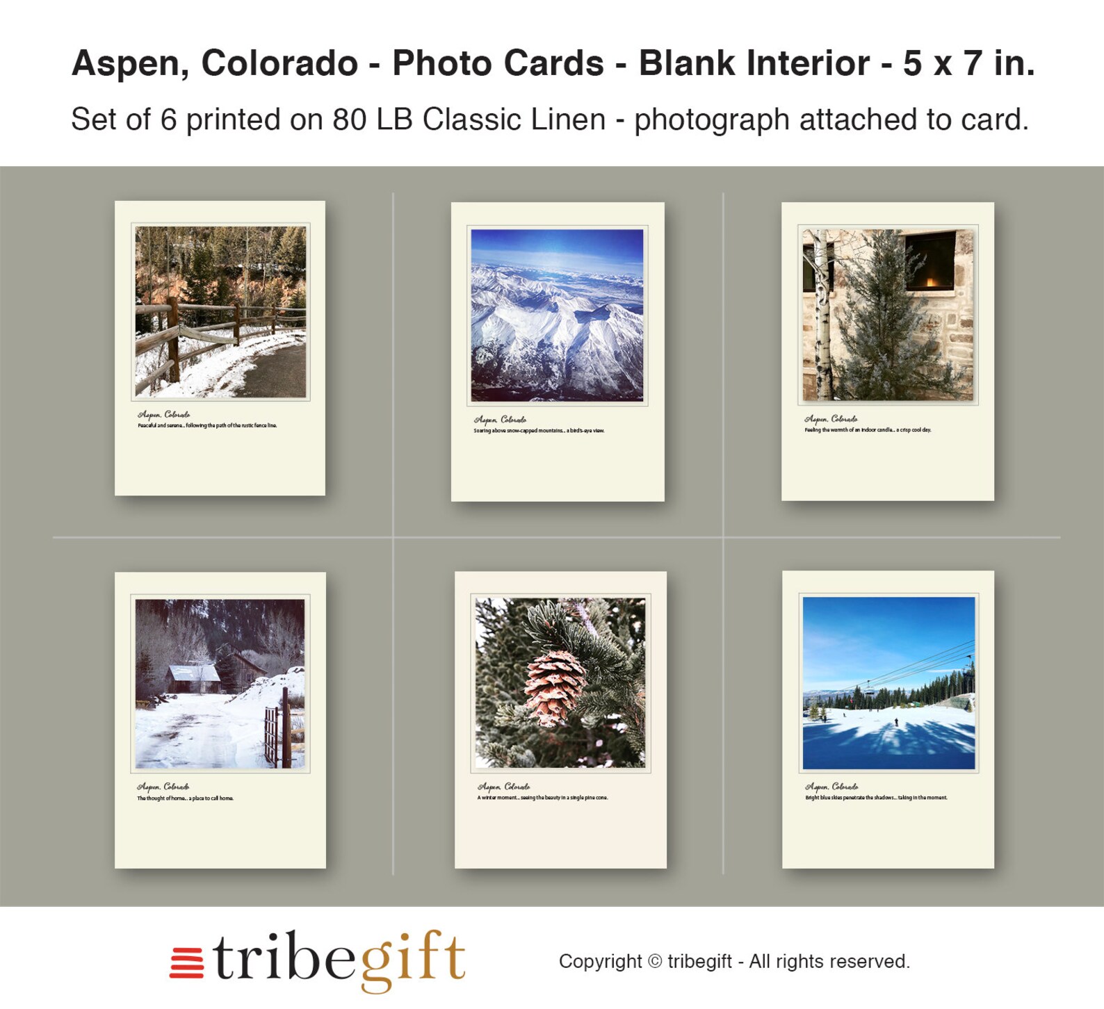 Aspen Photo Note Cards Set of 6 PRINTED PRODUCT All - Etsy
