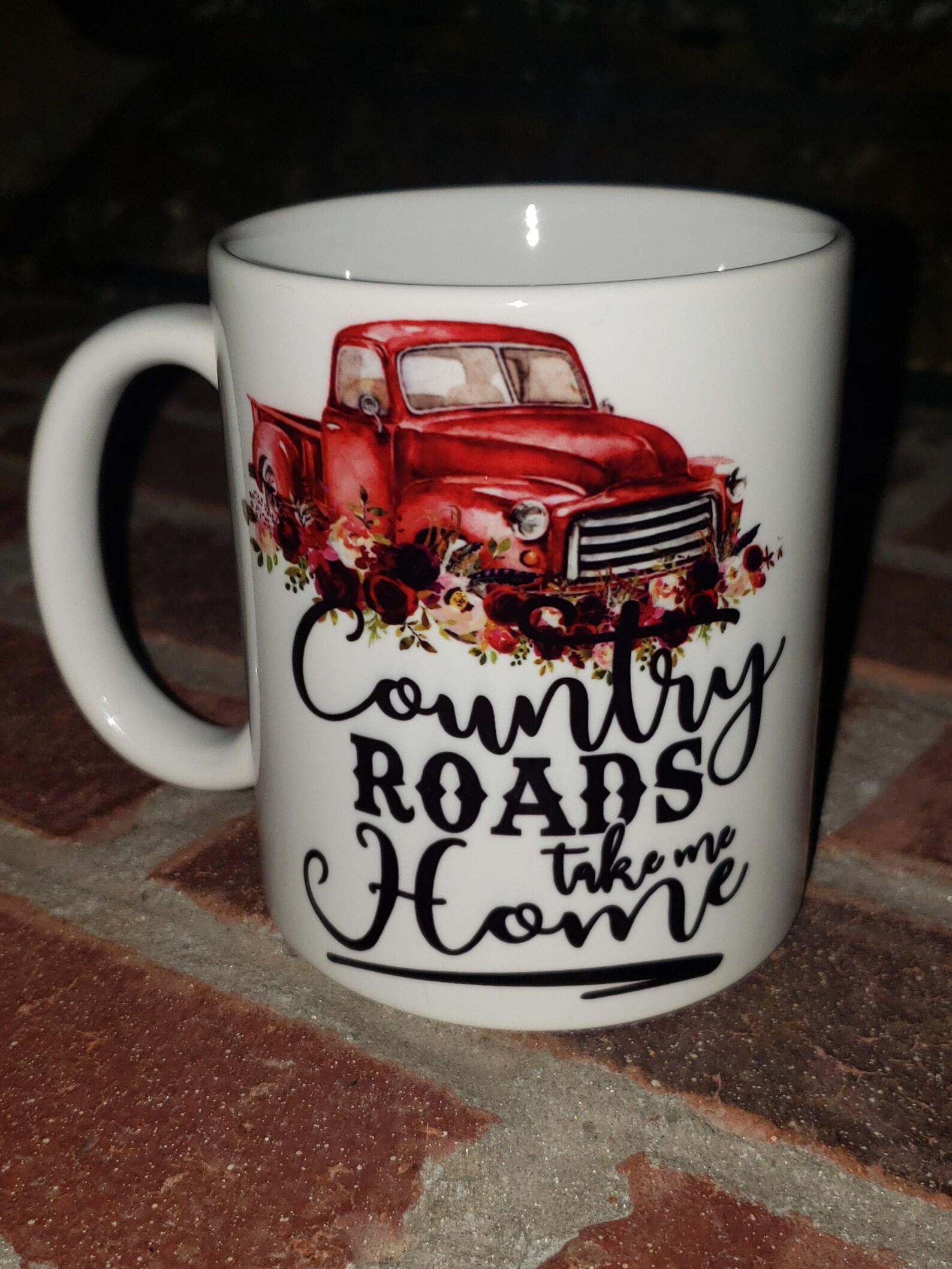 Country Roads Take Me Home Mug, Vintage Country Cup, Old Pick up Truck ...