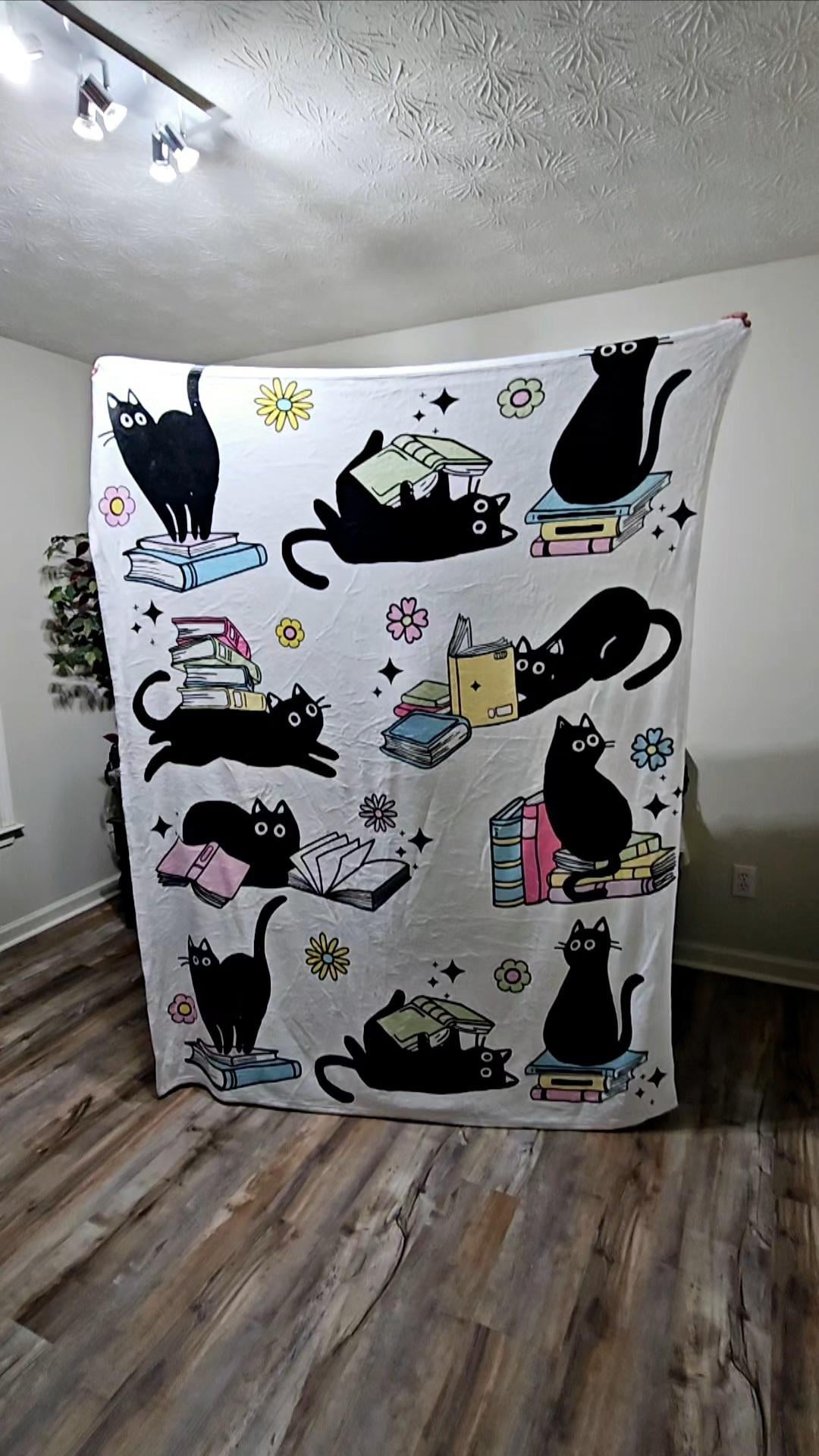 Cats and Books Blanket Reader Blanket Cat Lover Blanket Cozy Bookish ...