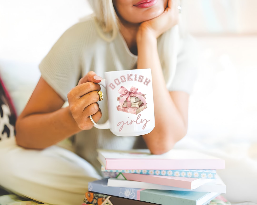 Bookish Girly Mug Coquette Book Lover Mug Pink Bows Soft Girl Mug ...