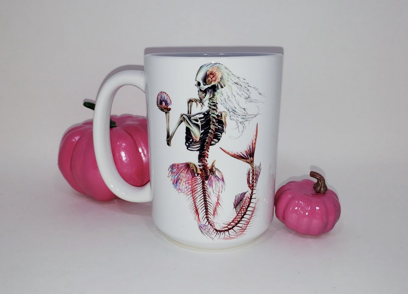 Skeleton Mermaid Mug, Mermaid Skeleton, Halloween Mug, Skeleton ...
