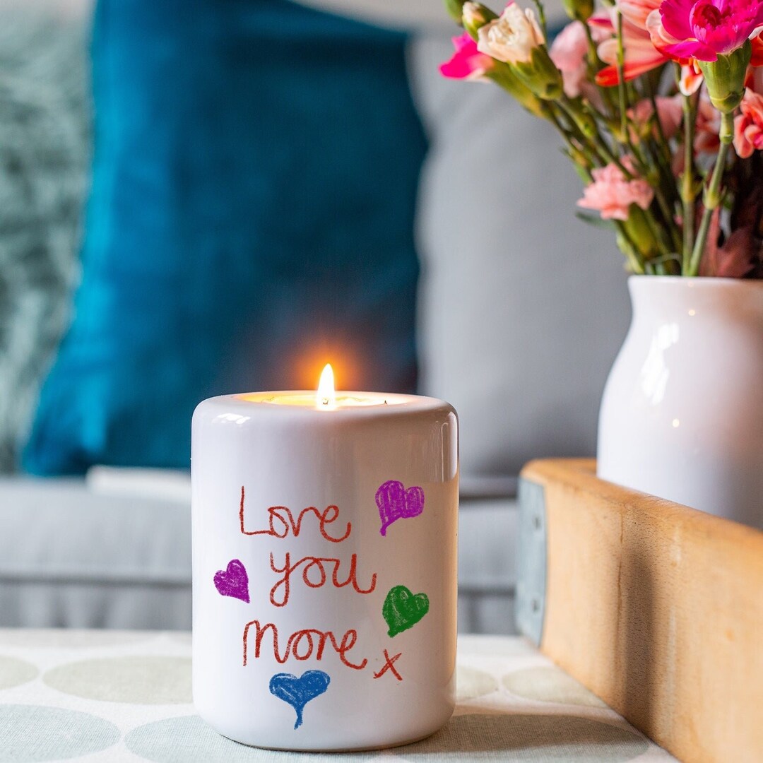 Mummy's Candle Holder With Child's Drawing Personalised Keepsake ...