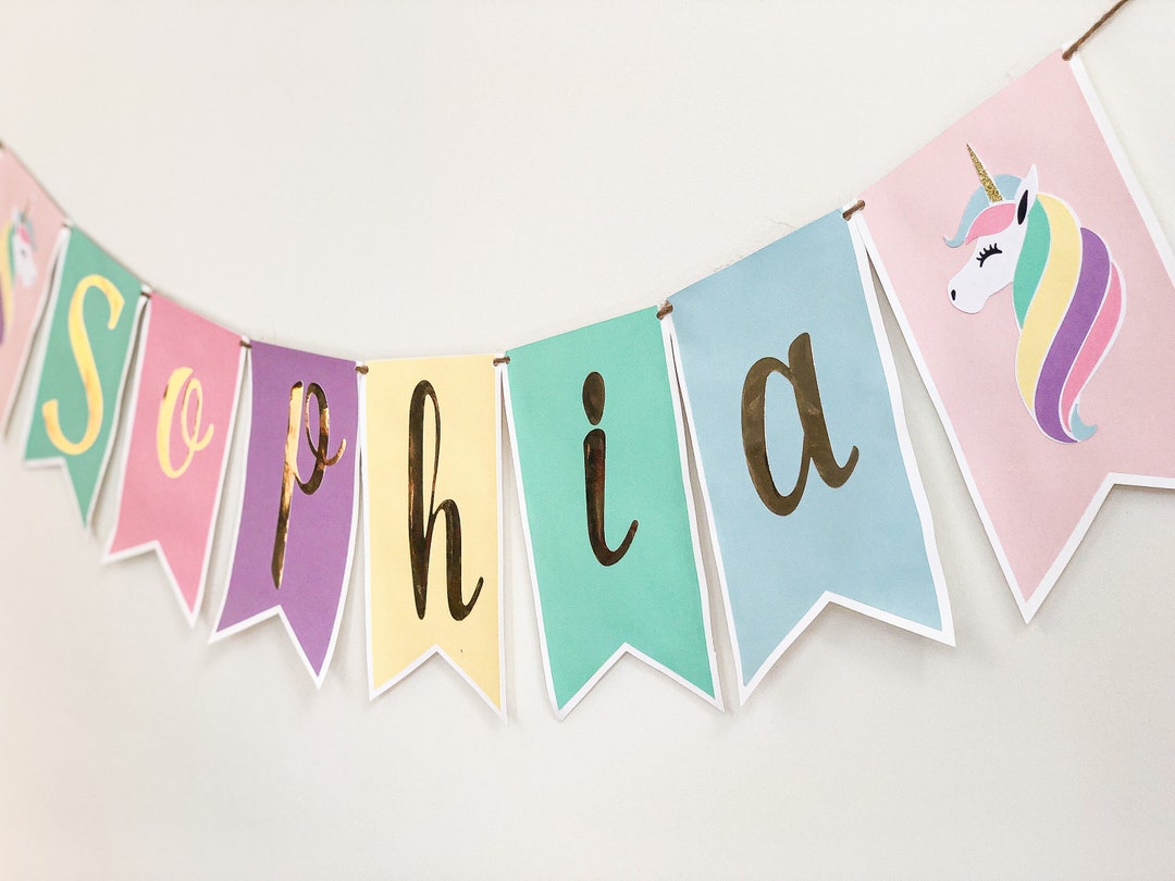 Personalize Unicorn Banner, Rainbow Unicorn Birthday Banner, Unicorn ...