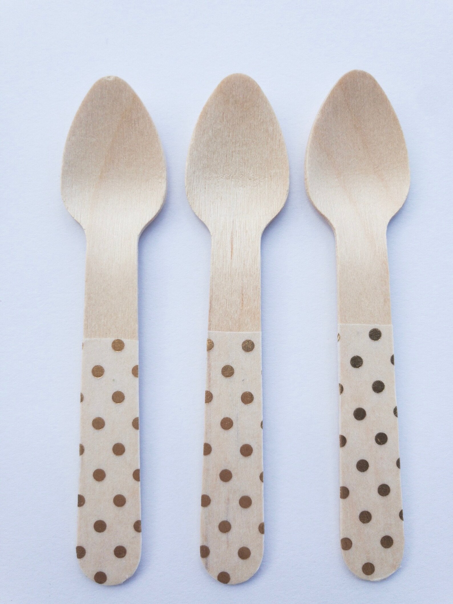 Gold Polka Dot Wooden Cutlery Wedding Mini Spoons Elegant - Etsy